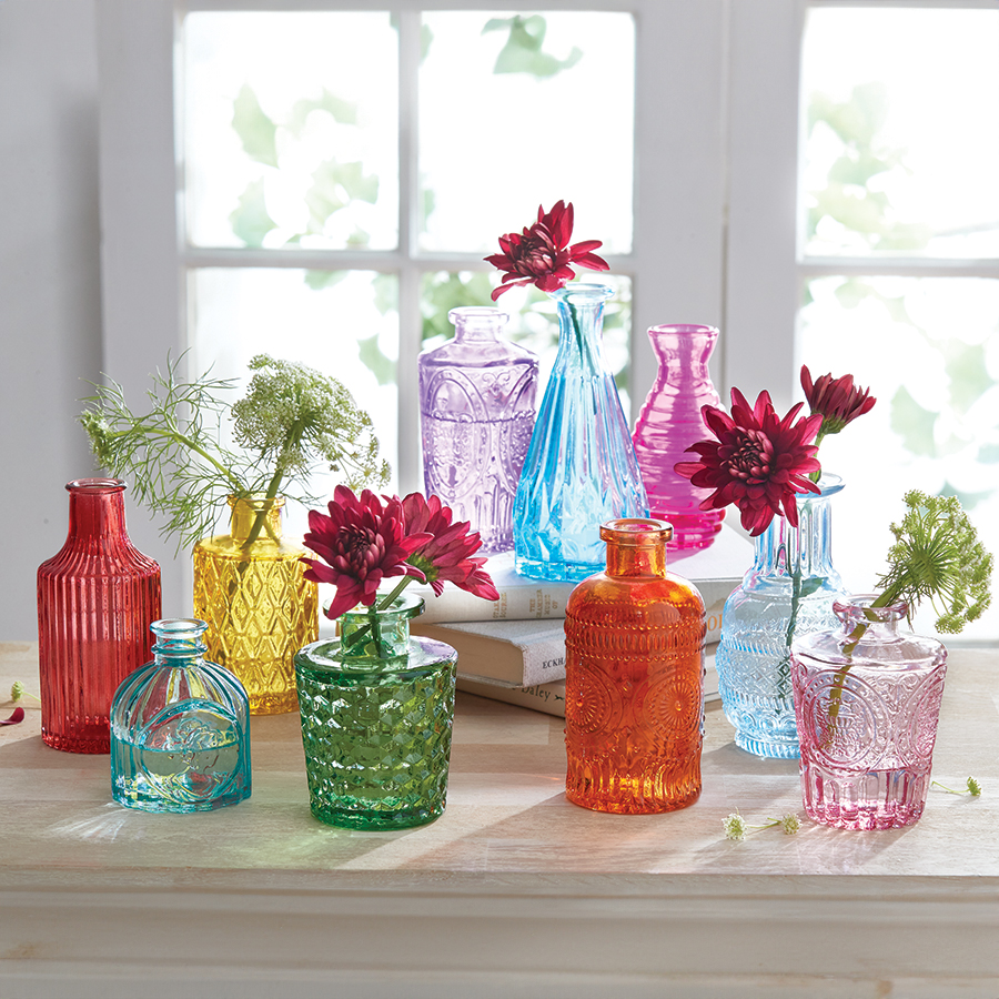 Coloured Glass Bud Vase Set 10 - Innovations