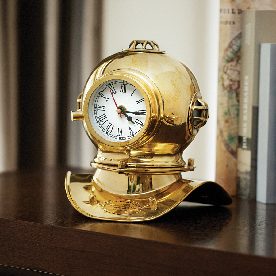 Brass Diving Helmet with Clock - Innovations